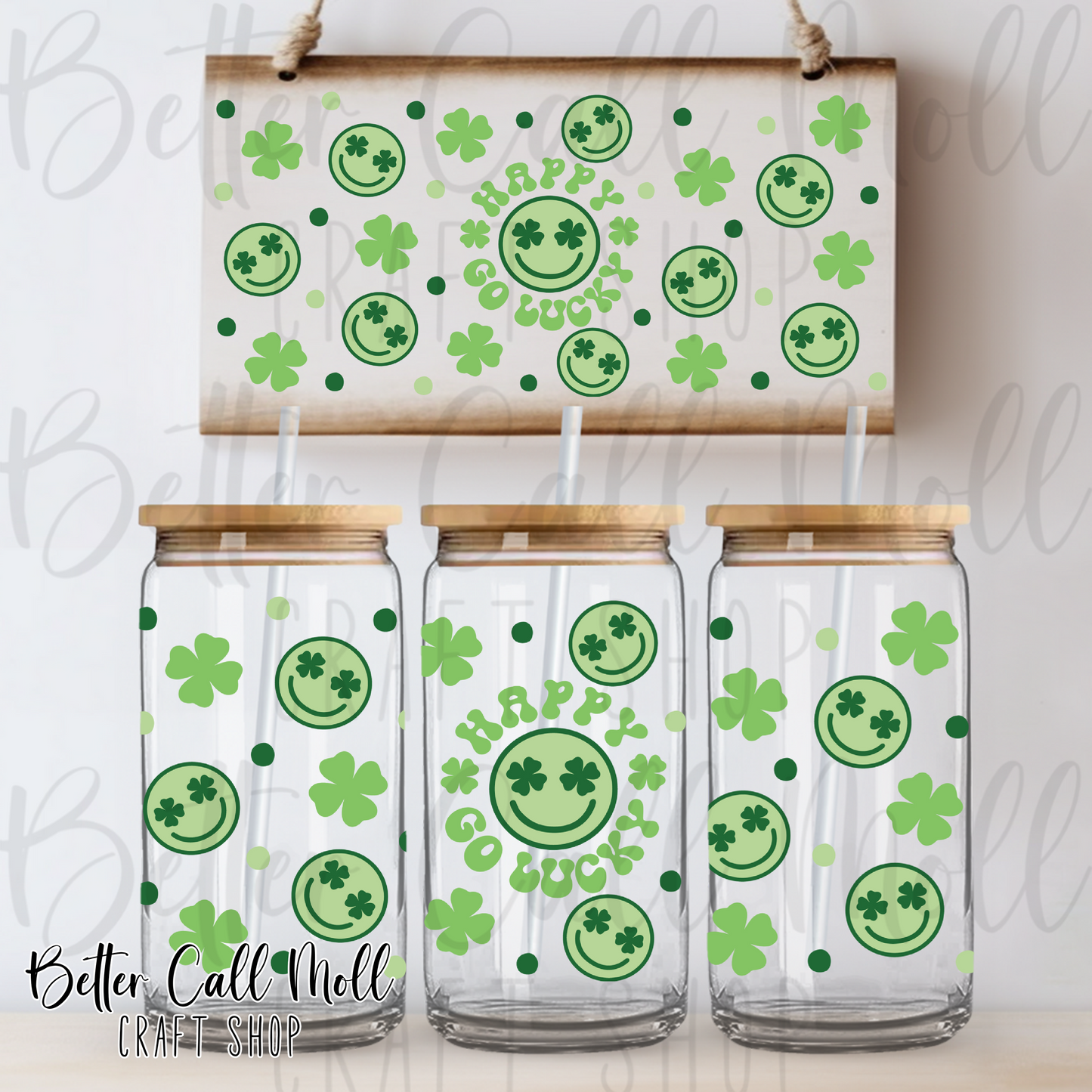 Happy Go Lucky UV DTF 16oz Tumbler Wrap – Better Call Moll Craft Shop