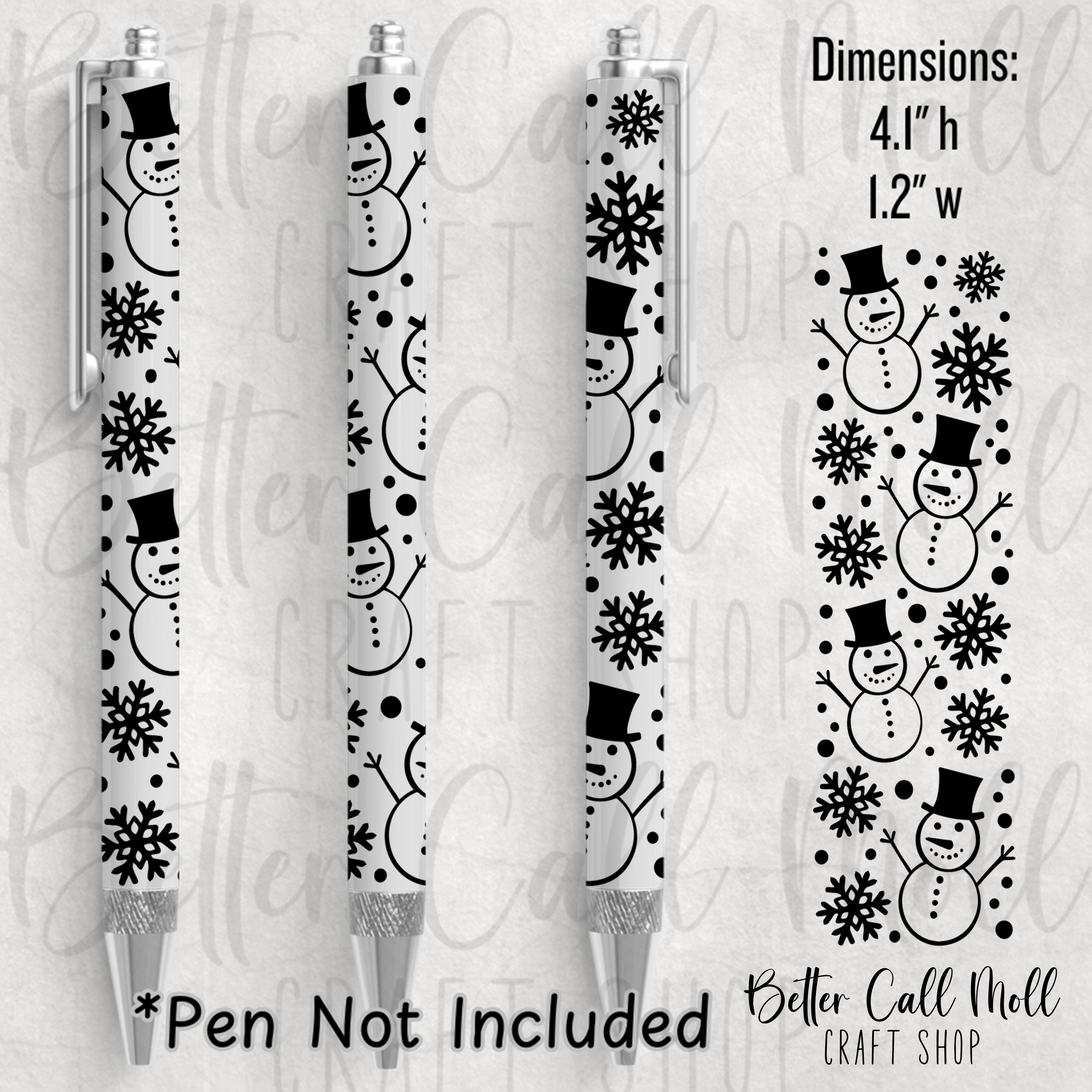 Snowmen UV DTF Pen Wrap – Better Call Moll Craft Shop