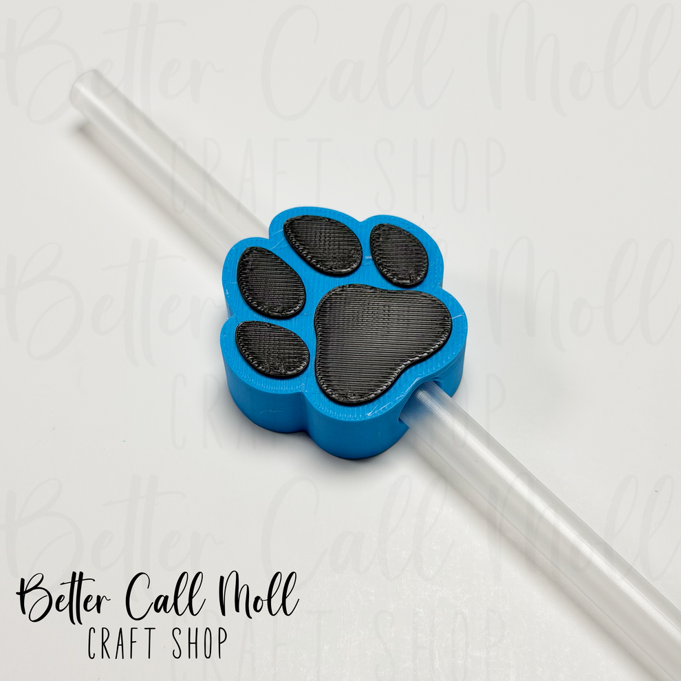 Blue and Black Paw Print 3D Straw Topper – Better Call Moll Craft Shop