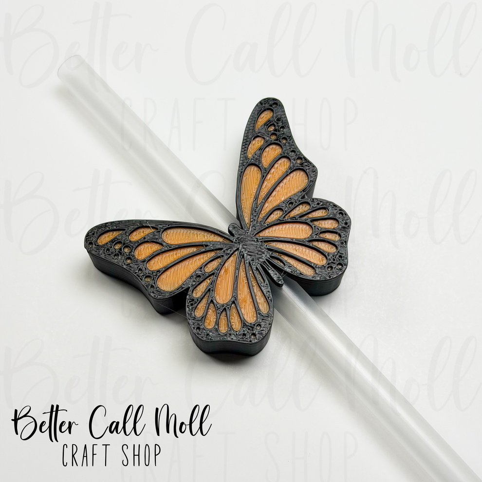 Black and Orange Butterfly Print 3D Straw Topper – Better Call Moll ...