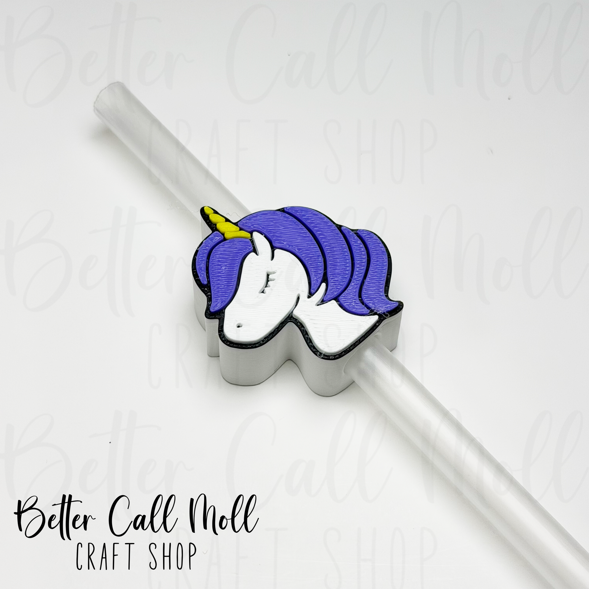 Unicorn with Purple Hair 3D Straw Topper – Better Call Moll Craft Shop