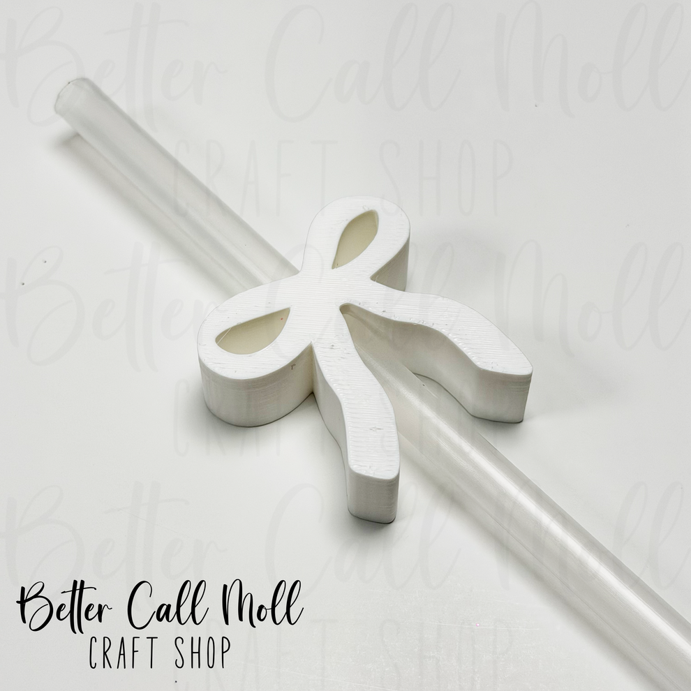White Coquette Bow 3D Straw Topper – Better Call Moll Craft Shop